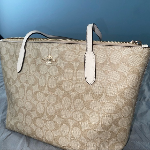 Coach | Bags | Coach Zip Top Tote In Signature Canvas | Poshmark